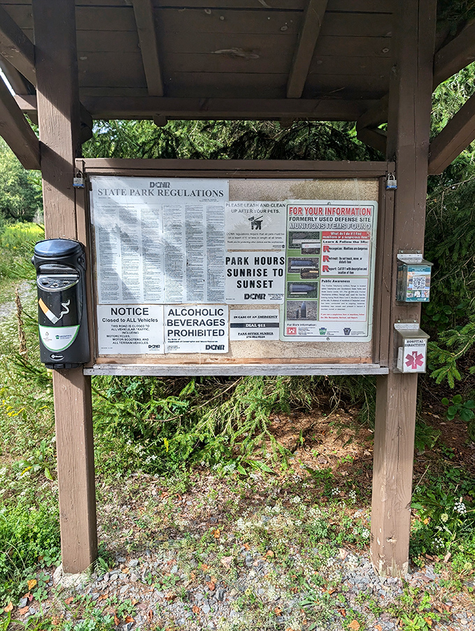 The least-read bestseller at every park: the rules board. Essential information for those who want their nature experience without surprise plot twists.
