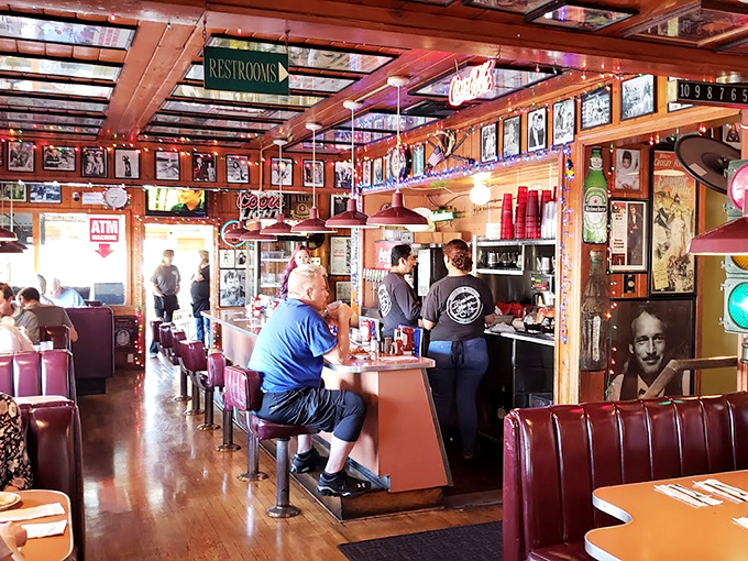 Every inch of wall and ceiling space tells a story &ndash; movie posters, memorabilia, and decades of California coastal history watching over your meal.