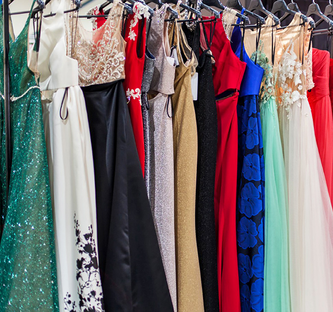 Formal wear that proves glamour doesn't need a designer price tag. These gowns have danced at proms and weddings before&mdash;ready to sparkle again at your next special occasion.