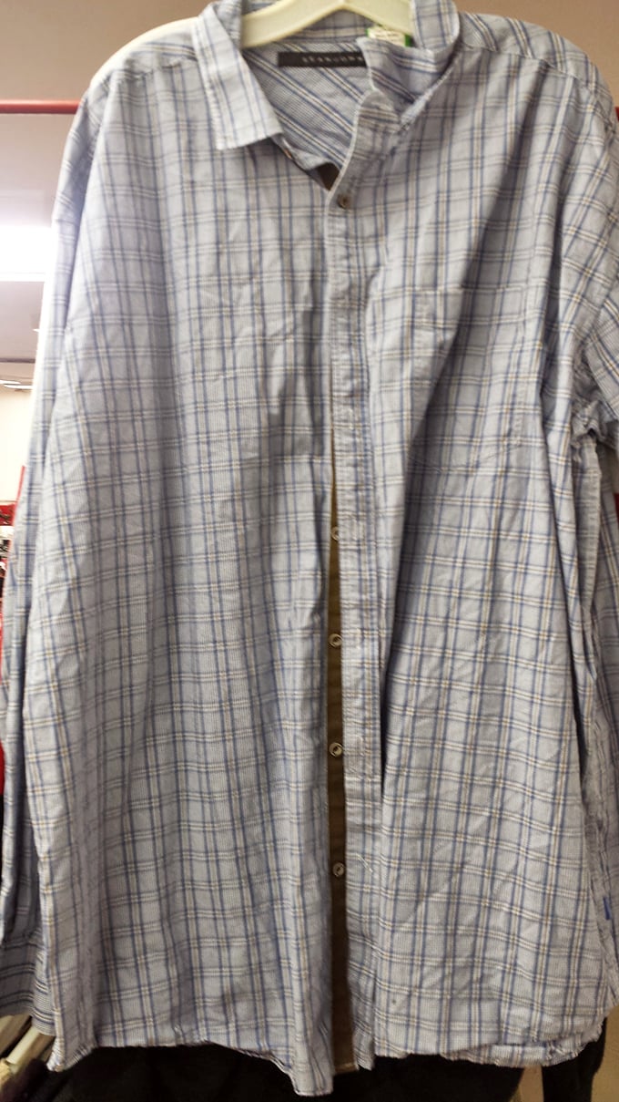 This understated button-down awaits its next chapter. Is it destined for a job interview or casual Friday? Only $3.99 to find out.