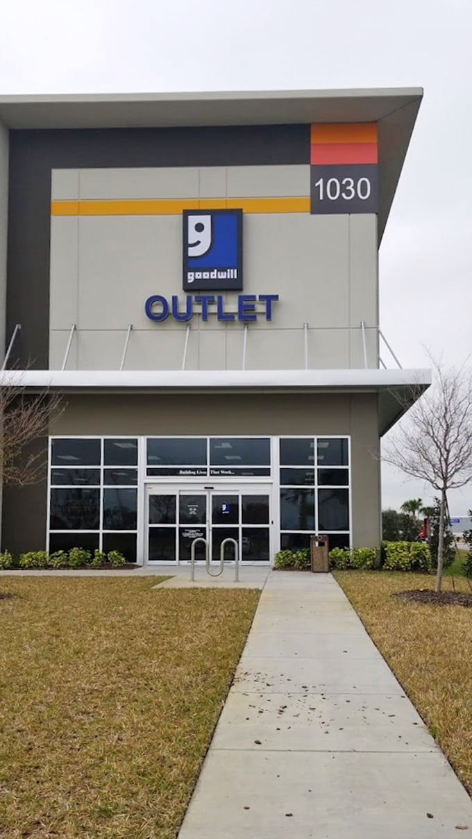 Modern architecture meets thrift store practicality. This building houses more potential than most high-end boutiques, all at a fraction of the price.