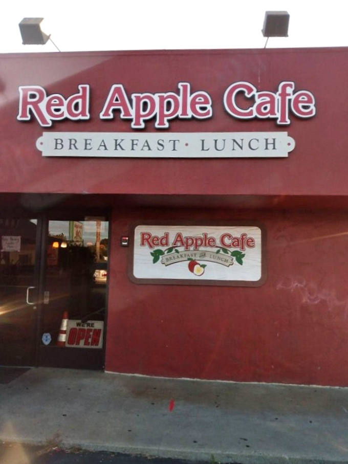 That distinctive red exterior says it all: nothing fancy here, just really good food waiting inside. Sometimes simplicity is the ultimate sophistication.