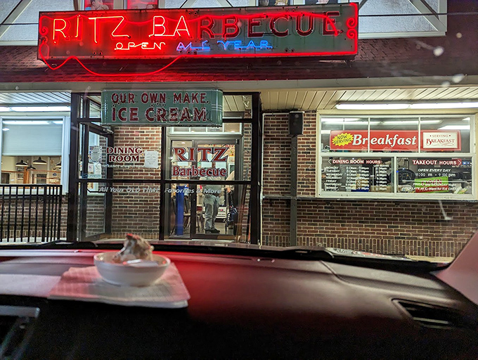 That red neon glow promising "OPEN ALL YEAR" feels like a warm hug on a cold Pennsylvania night. Some beacons of hope come with ice cream.