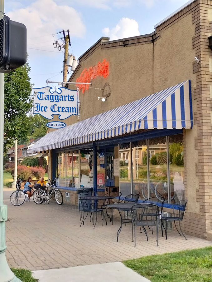 Summer evenings were made for sidewalk seating at Taggarts, where ice cream and people-watching create the perfect small-town symphony.