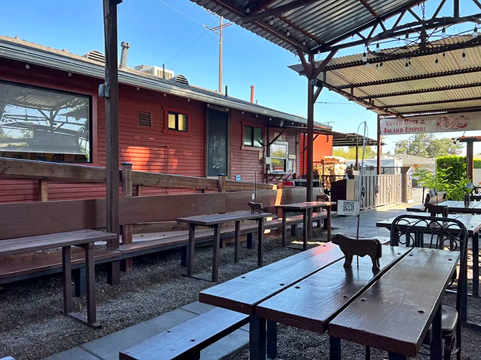 Picnic tables under open skies&mdash;because some barbecue moments are too good to be contained by four walls, especially in sunny Southern California.