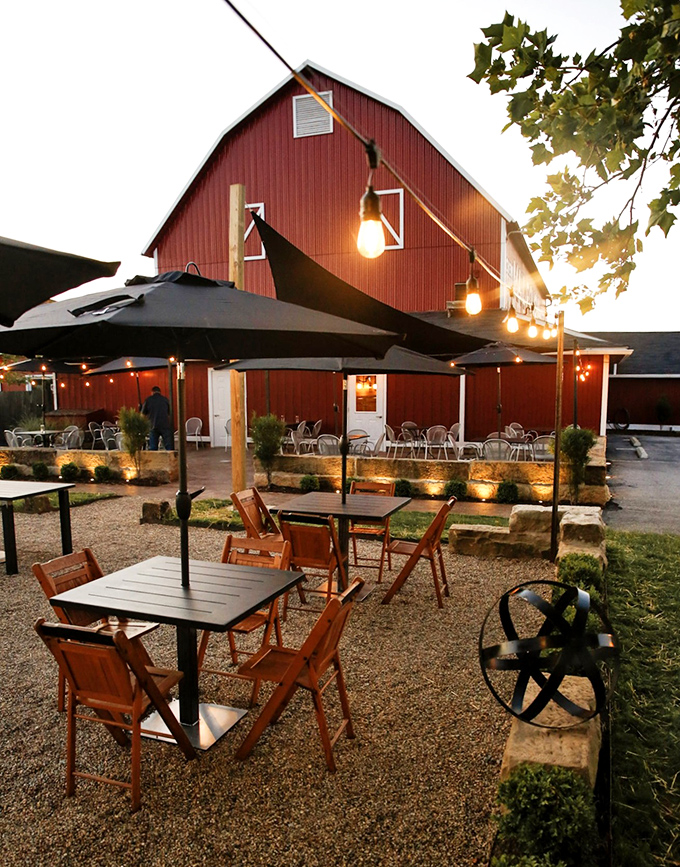 The outdoor dining area transforms from charming by day to magical by night, when string lights turn simple tables into the best seats in Upper Sandusky.