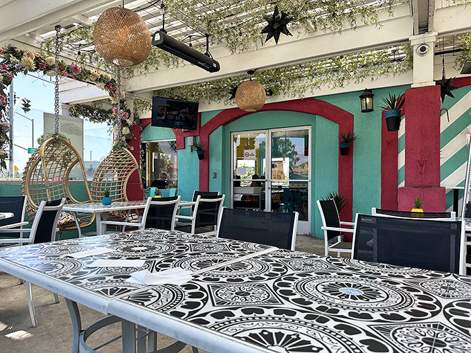 The outdoor patio offers a breezy spot to savor your tacos while soaking up that famous San Diego sunshine.