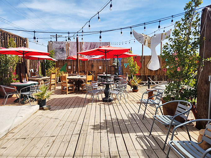 String lights sway in the gentle desert breeze above the outdoor patio&mdash;a perfect stage for conversations that last until dawn.