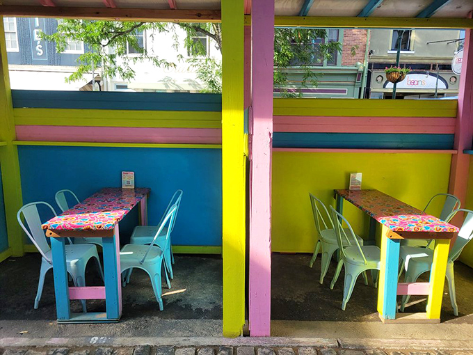 Vibrant outdoor seating extends the fiesta beyond four walls, weather permitting and appetites always willing.