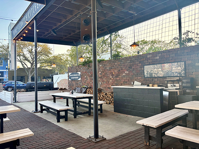The outdoor dining area &ndash; where picnic tables and fresh air transform ordinary Tuesday dinners into mini-vacations from the daily grind.
