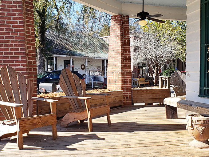 Adirondack chairs on the porch invite you to sit a spell, digest your meal, and contemplate a second helping&mdash;because you know you want one.
