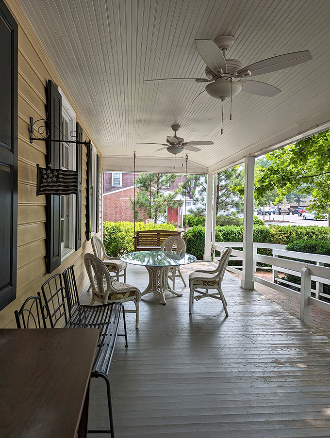 The front porch isn't just an entrance&mdash;it's an invitation to slow down, maybe rock a while, and remember what matters before the meal even begins.