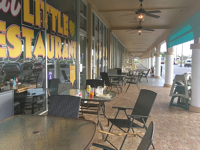 Outdoor seating for those perfect Florida mornings when the humidity hasn't yet reached "walking through soup" levels. Breakfast with a side of fresh air.