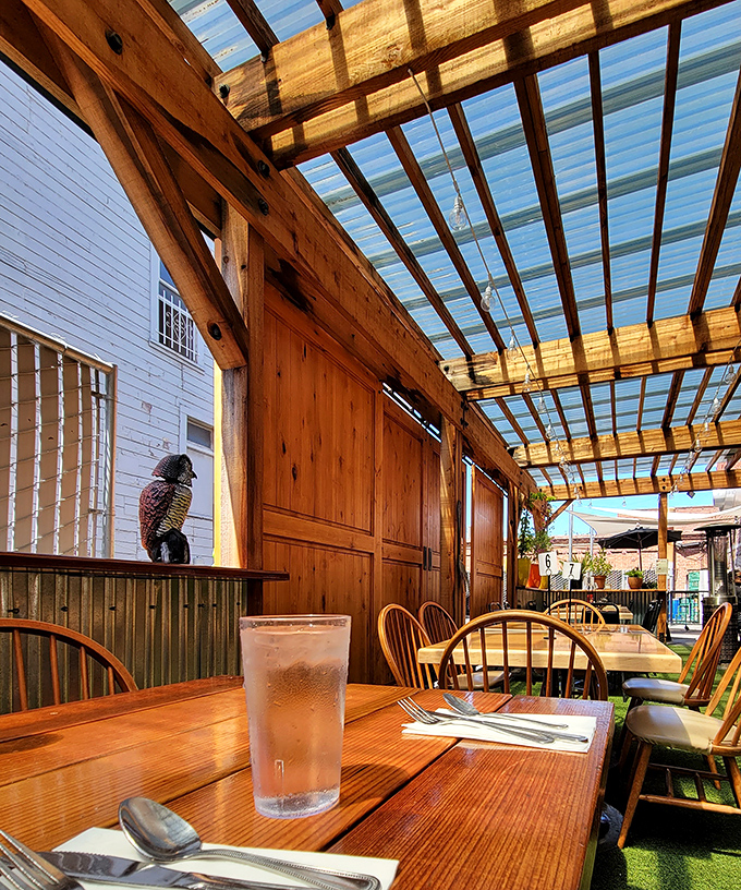 Outdoor seating where your water glass sweats almost as much as you do contemplating which breakfast delight to order next.