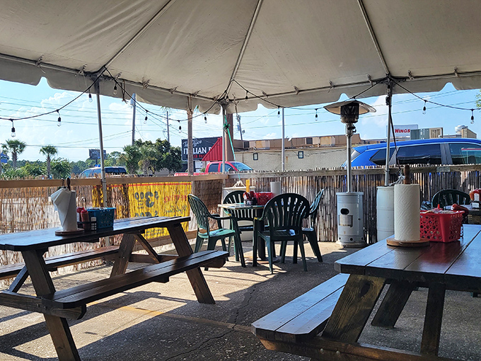 Outdoor seating where the ocean breeze enhances every bite. Some things just taste better in fresh air.