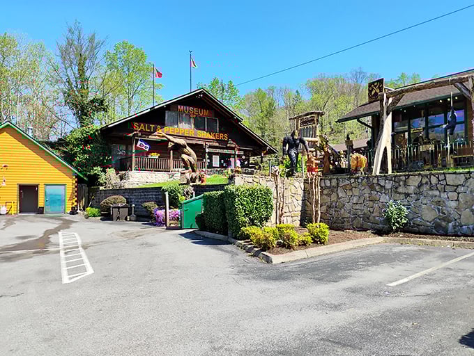 On a perfect spring day, the museum's cheerful exterior stands ready to welcome the seasoning-curious. The Smokies provide a perfect backdrop.