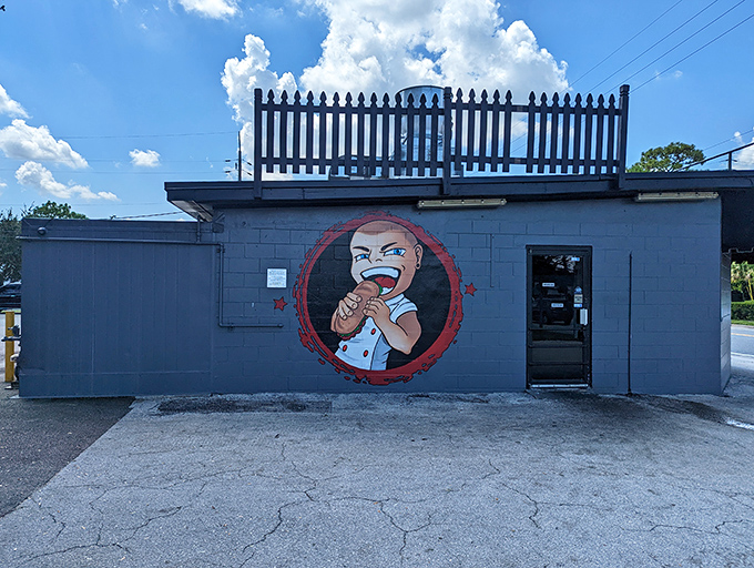 That mural says everything about the attitude here &ndash; serious about sandwiches, not so serious about everything else.