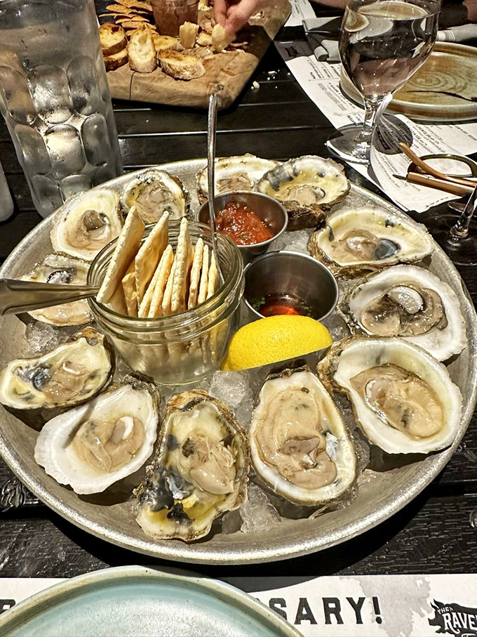 Oysters arranged like a clock counting down to seafood bliss. The mignonette sauce is the little black dress of condiments&mdash;simple, elegant, perfect.