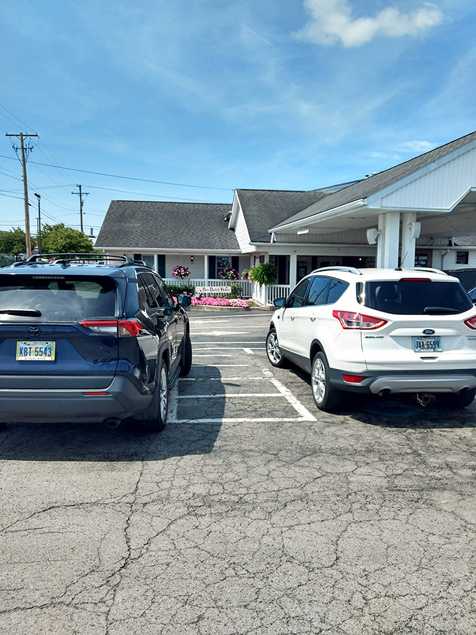 A parking lot that fills early and empties late. Those Ohio license plates tell the story&mdash;locals know where the good stuff is.