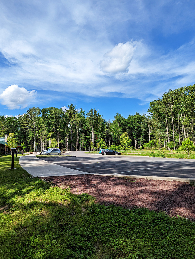 The parking lot where your adventure begins &ndash; because every great story needs a proper starting point.