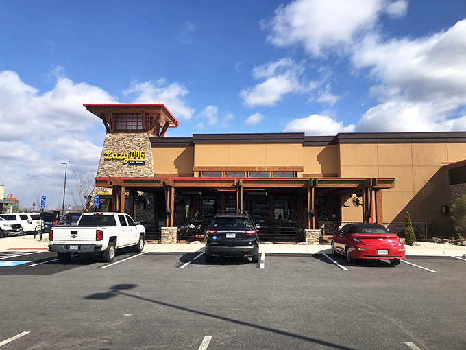 First impressions matter, and this exterior promises rustic comfort. The stone tower and wooden accents telegraph "mountain getaway" before you even park.