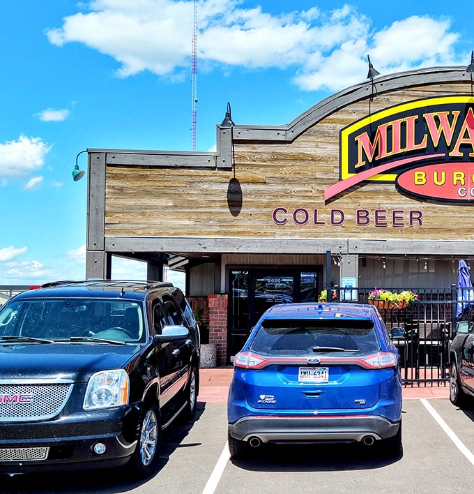 The parking lot view that triggers Pavlovian responses&mdash;your stomach knows what's coming before you've even turned off the engine.