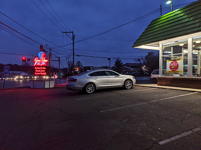 Even at dusk, Yum Yum's glow beckons like an old friend saying, "It's never too late for something sweet."