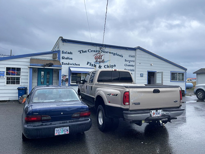 Even on a rainy day, that Norwegian flag waves proudly. Some treasures are worth getting a little wet for.