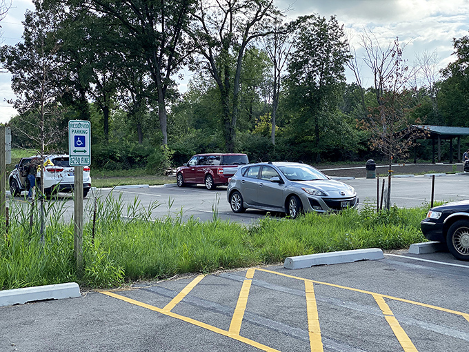 Civilization's outpost. This parking area marks the boundary between "just drove here" and "earned these views with my own two feet."