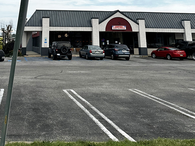 The unassuming exterior hides breakfast treasures within. Like judging books by covers, never judge diners by their parking lots.