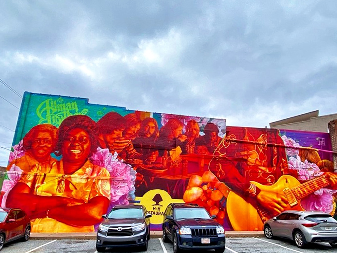 The stunning mural featuring the Allman Brothers is Macon's way of saying music and food share the same soul in this Georgia town.
