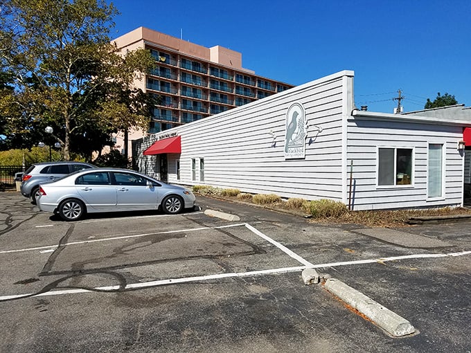 The parking lot might be simple, but it's the gateway to cookie nirvana. Each space represents someone making an excellent life decision today.