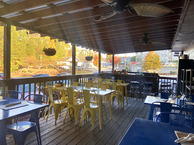 When Georgia weather cooperates, the outdoor patio becomes prime real estate &ndash; autumn colors and fresh air make everything taste better. 