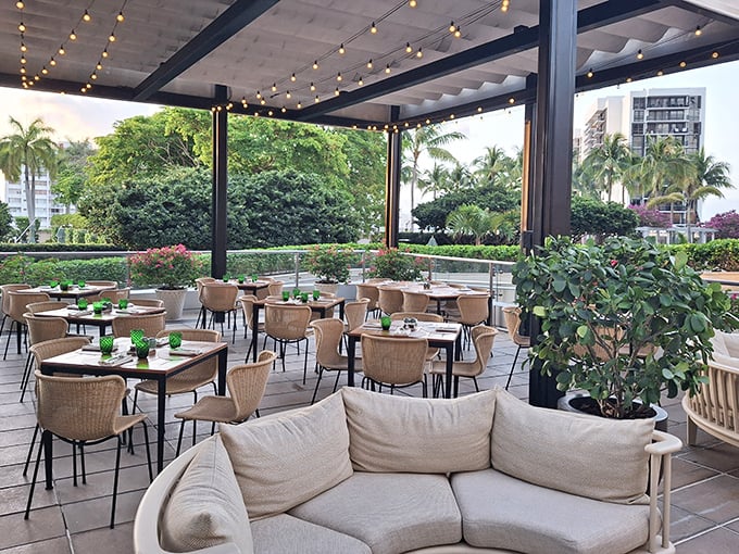 Patio dining under twinkling lights transforms every meal into an enchanted evening worth remembering forever.