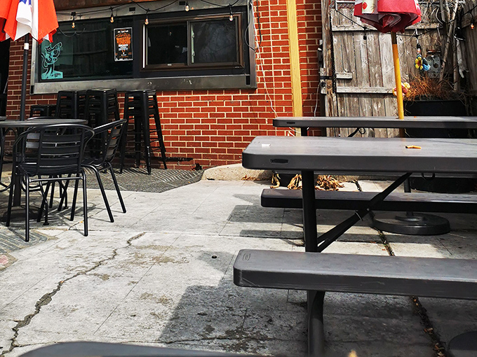 Al fresco dining, Ray Ray's style. These picnic tables have witnessed countless barbecue epiphanies and sauce-stained shirts &ndash; silent witnesses to moments of pure food joy.