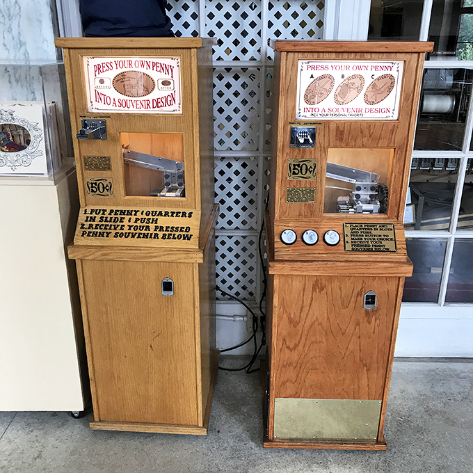 These penny-pressing machines offer affordable souvenirs and the satisfying crunch of currency being transformed into art.