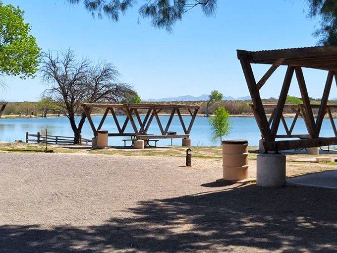 Picnic with a view – these rustic ramadas offer welcome shade and the perfect spot to enjoy lunch with a side of spectacular scenery.