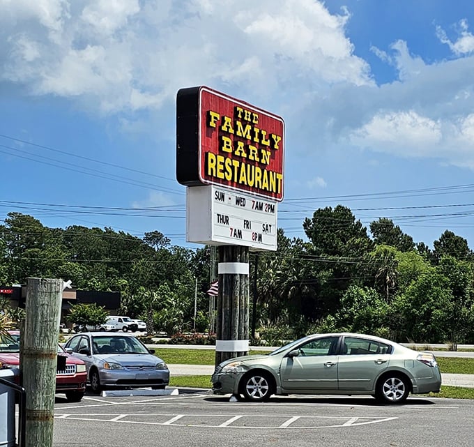 The roadside sign beckons hungry travelers like a lighthouse for the famished &ndash; promising salvation in the form of home-cooked meals.