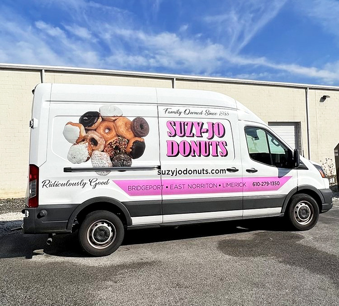 The donut delivery vehicle&mdash;a modern-day chariot of joy. This van brings "Ridiculously Good" treats to multiple Pennsylvania locations, spreading happiness on four wheels.