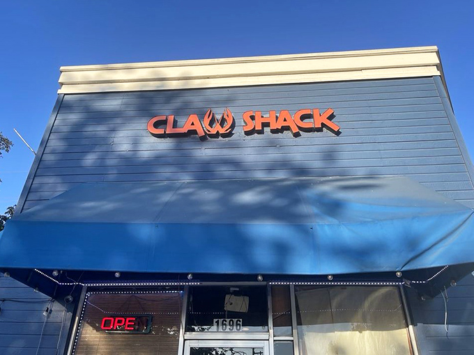 That blue building with the bold red sign isn't just a restaurant; it's a portal to seafood nirvana right in the heart of San Jose.