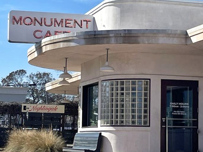 Bold signage announces this Georgetown treasure where biscuits and jam have achieved legendary local status.