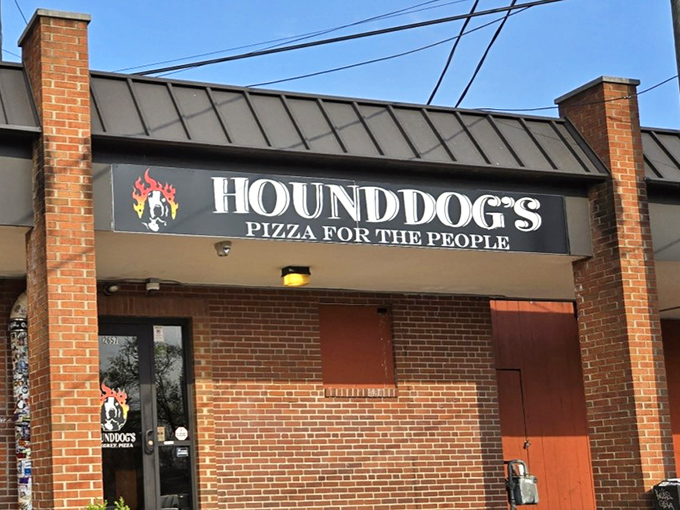 Clear signage guides you to pizza paradise, where Columbus-style magic happens every single day.