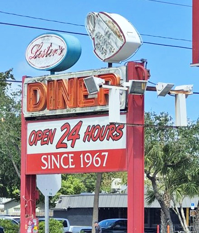 That sign isn't just advertising&mdash;it's a promise that's been kept since 1967. Twenty-four hours of possibility, served with coffee.