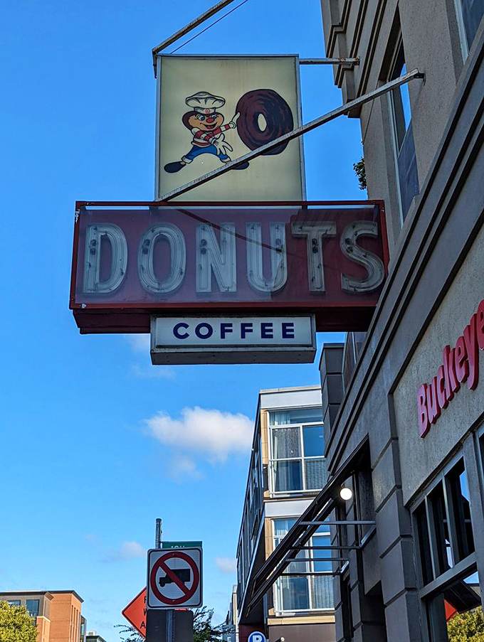That vintage sign with the little chef mascot has guided more late-night college students home than any GPS ever could.