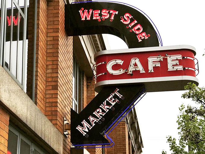 That curved neon sign &ndash; a beacon of hope for hungry market-goers since long before food photography was even a thing.