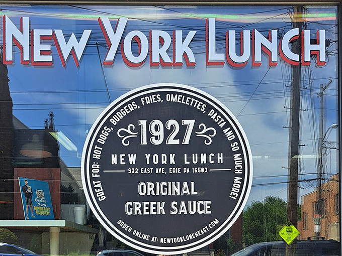 The window proudly proclaims New York Lunch's heritage&mdash;an Erie institution since Calvin Coolidge was in the White House.