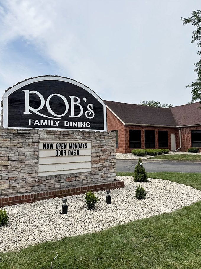 "Family Dining" says the sign, and that stone facade means they're as solid as their reputation.