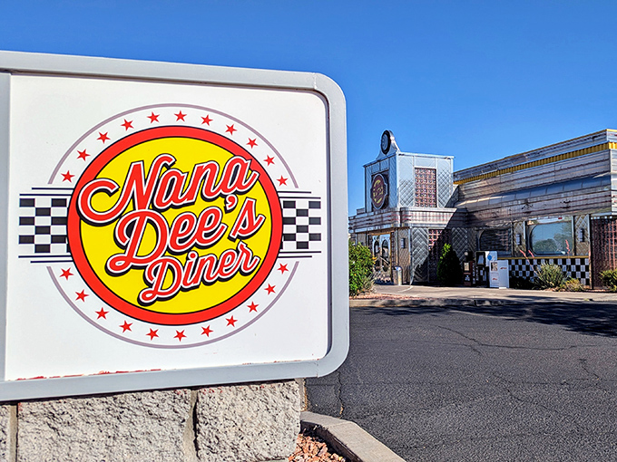 The Nana Dee's sign stands proud against the Arizona sky, a beacon calling hungry travelers to pull over and step back in time.