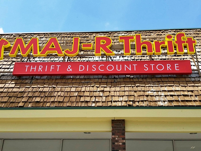 The sign that promises adventure within. Those red letters aren't just a logo&mdash;they're an invitation to discover.