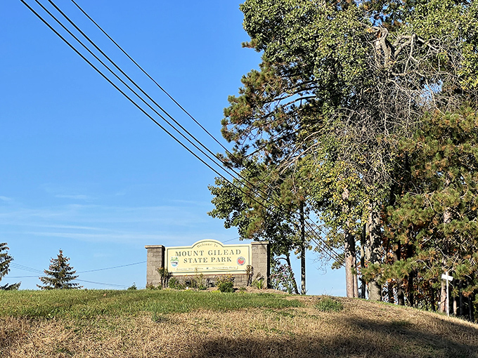 The park entrance sign stands as a humble gatekeeper to adventures that have been quietly waiting for your discovery.